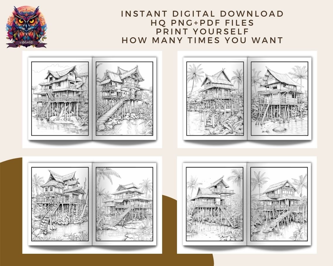 50 Coloring Pages Filipino Bahay Kubo House Landscapes & Architecture ...