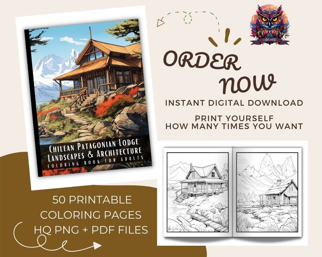 50 Coloring Pages Chilean Patagonian Lodge Landscapes & Architecture ...