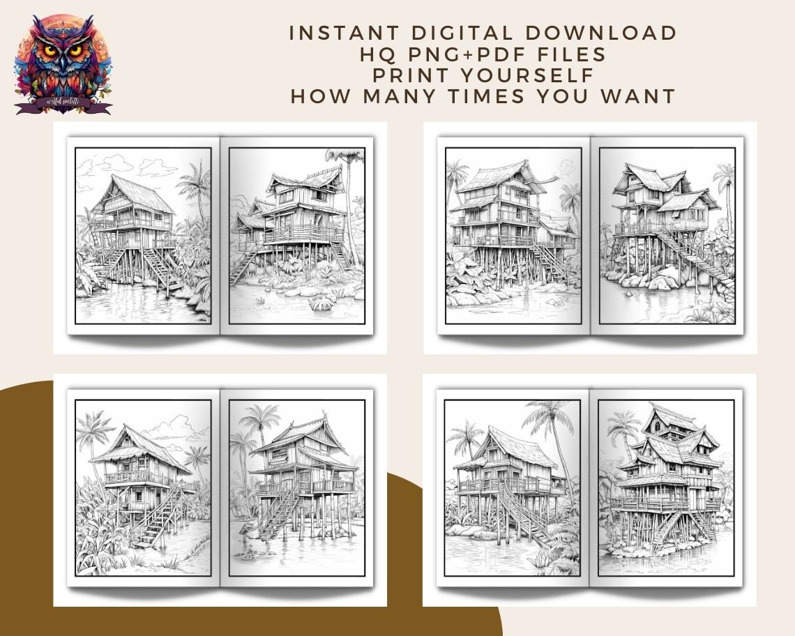 50 Coloring Pages Filipino Bahay Kubo House Landscapes & Architecture ...