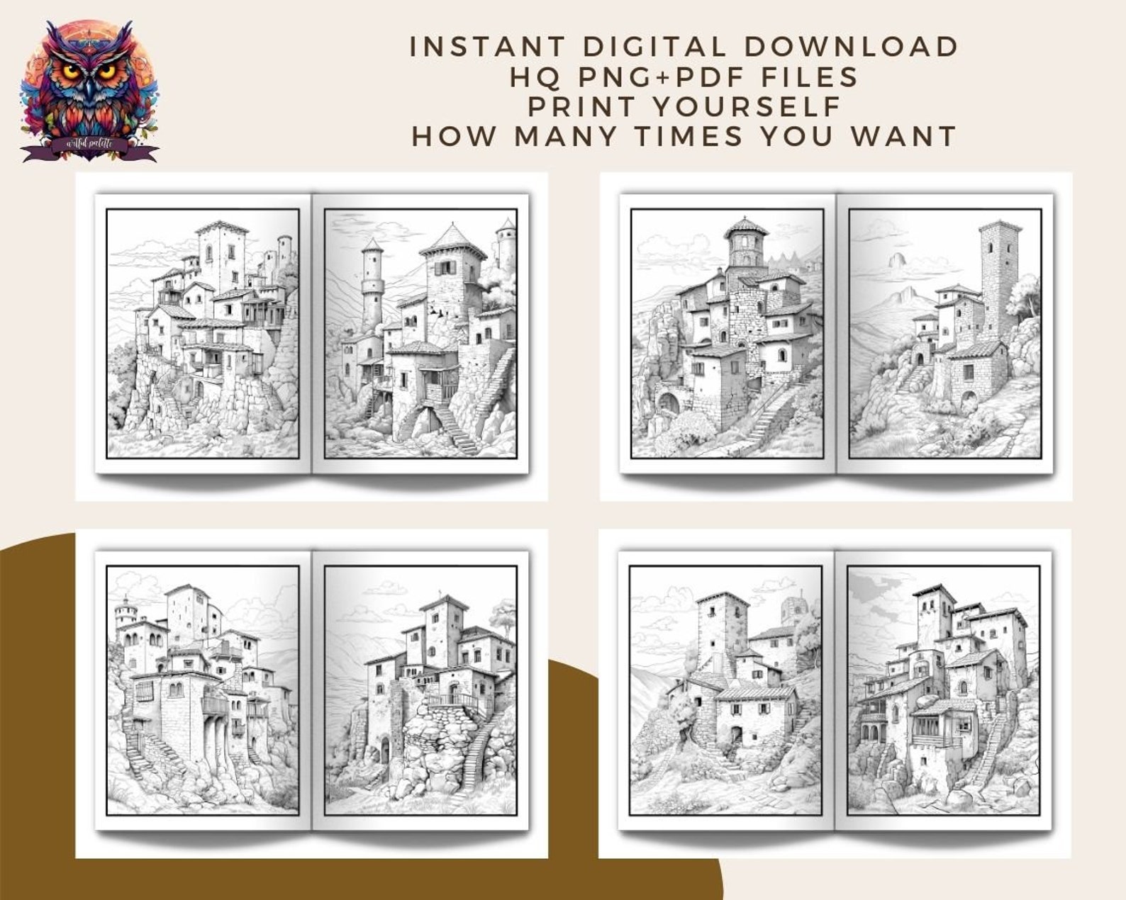 50 Albanian Kulla House Landscapes & Architecture Coloring Pages for ...