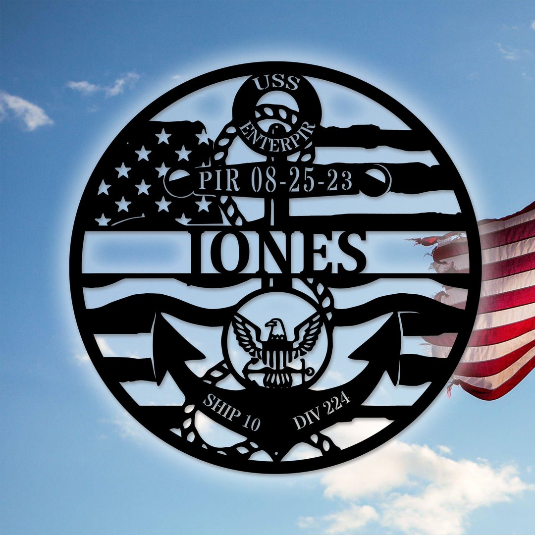 Customized USN Anchor Metal Sign, Anchor Decor, Navy Veteran Gift, US ...