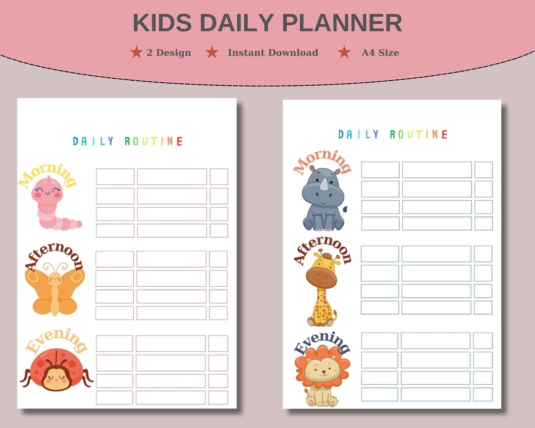 Kids Daily Planner Printable Planner for Kids Diary for - Etsy