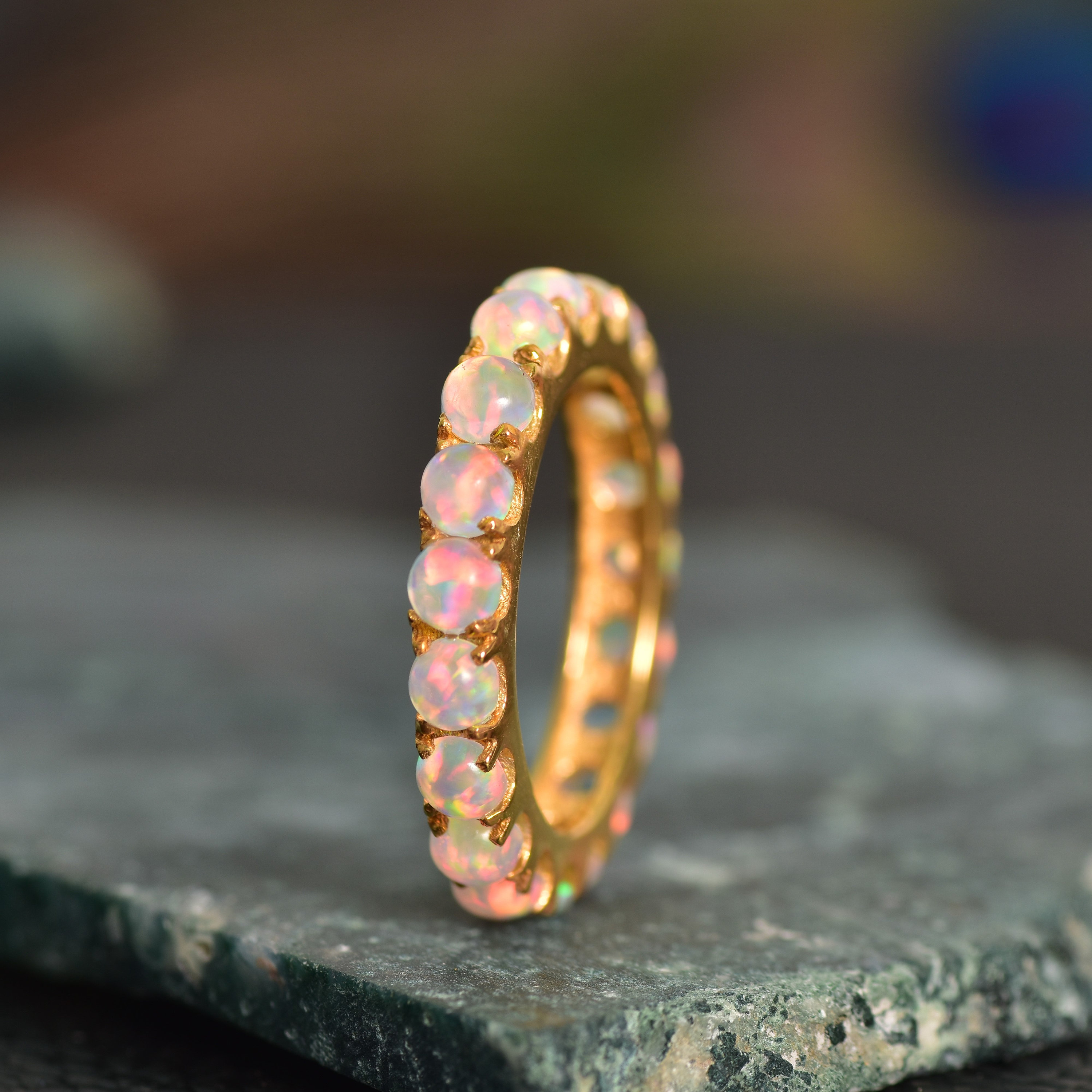 Opal Eternity Ring, Dainty Opal Ring, Gold Opal Ring, Silver Opal Ring, Minimalist Ring, Opal ...