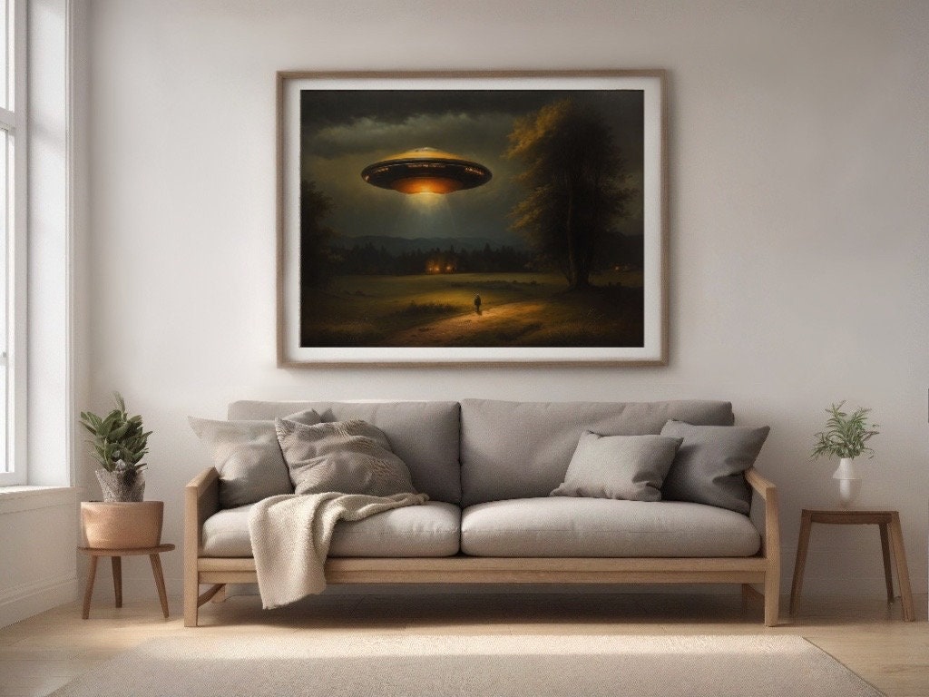 Antique Landscape Painting UFO Art Print Vintage Rembrandt - Etsy