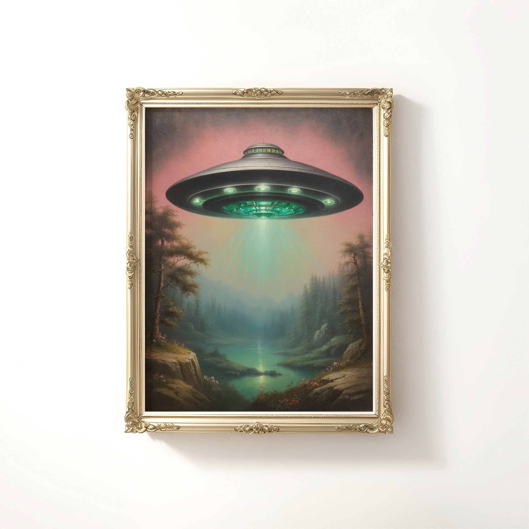 Fantasy Ufo Oil Painting, Ufo Flying Saucer Ufo Art, Digital ...