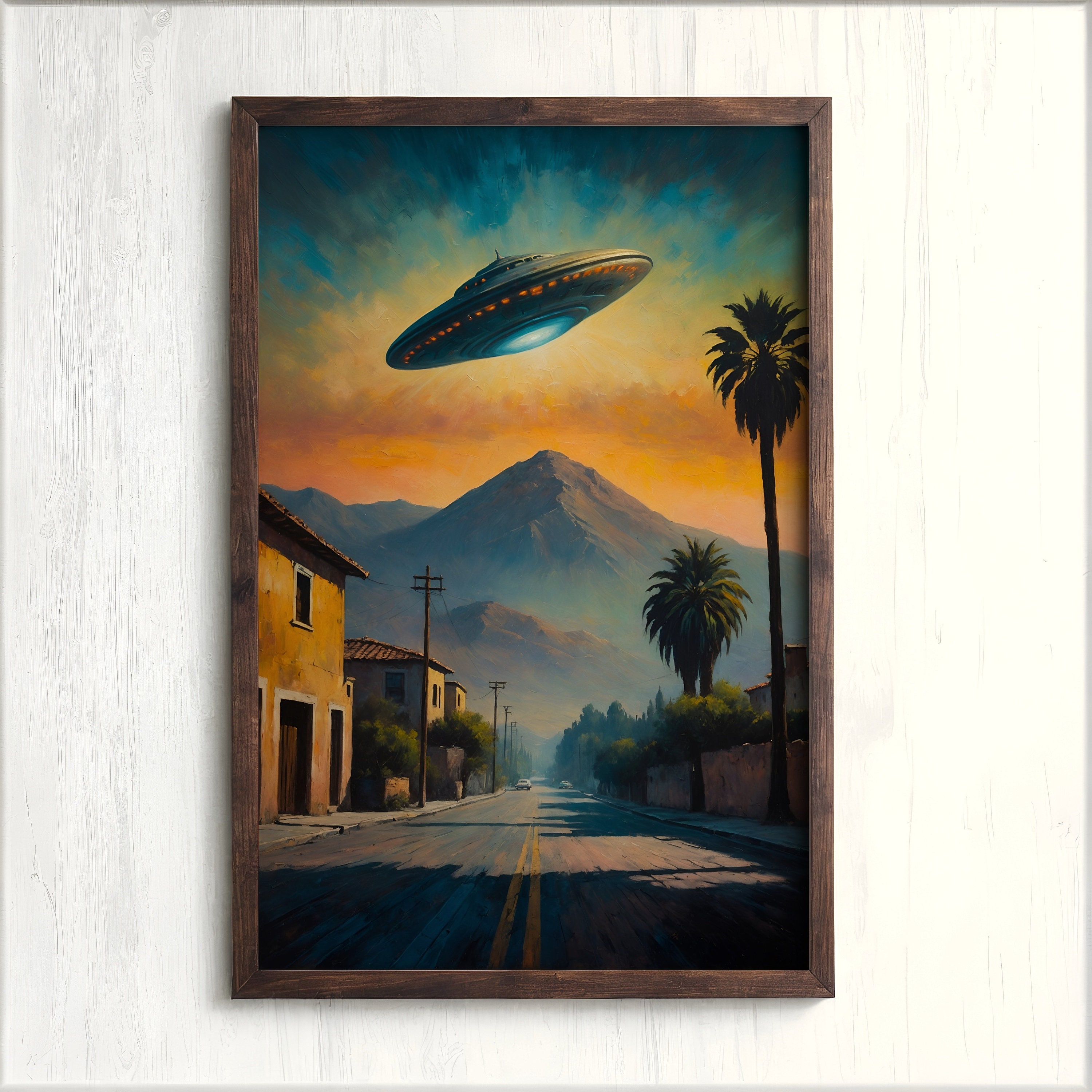 Retro Ufo Art Download, Vintage Ufo Painting, Ufo Impasto Oil Painting ...
