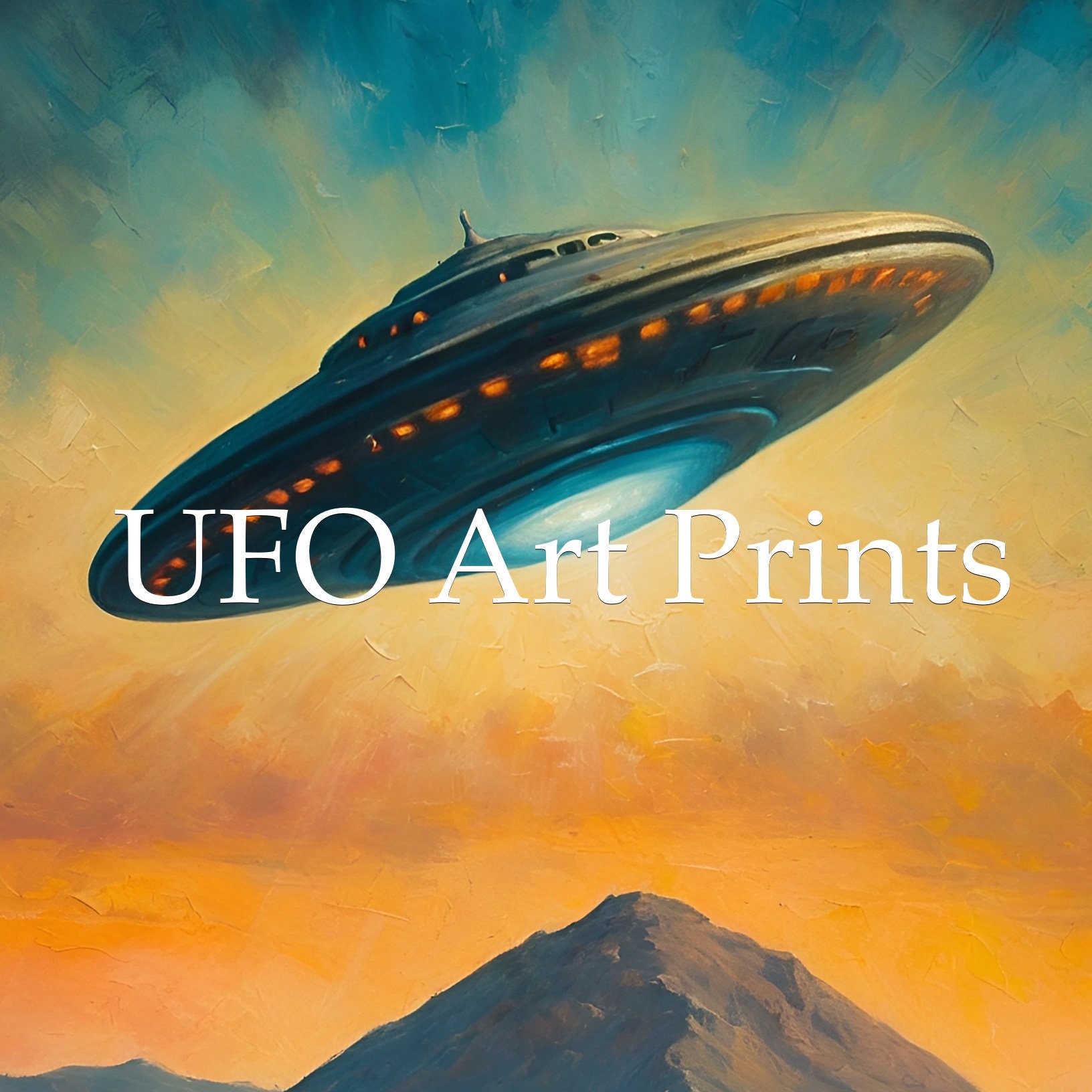 Retro Ufo Art Download, Vintage Ufo Painting, Ufo Impasto Oil Painting ...