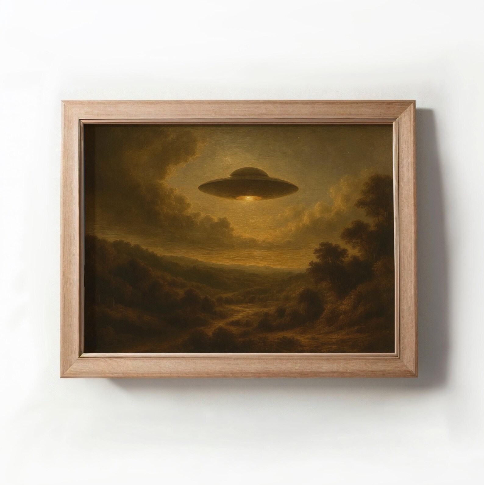 Vintage UFO Art Print, Digital Download, Alien Spaceship in Classical ...