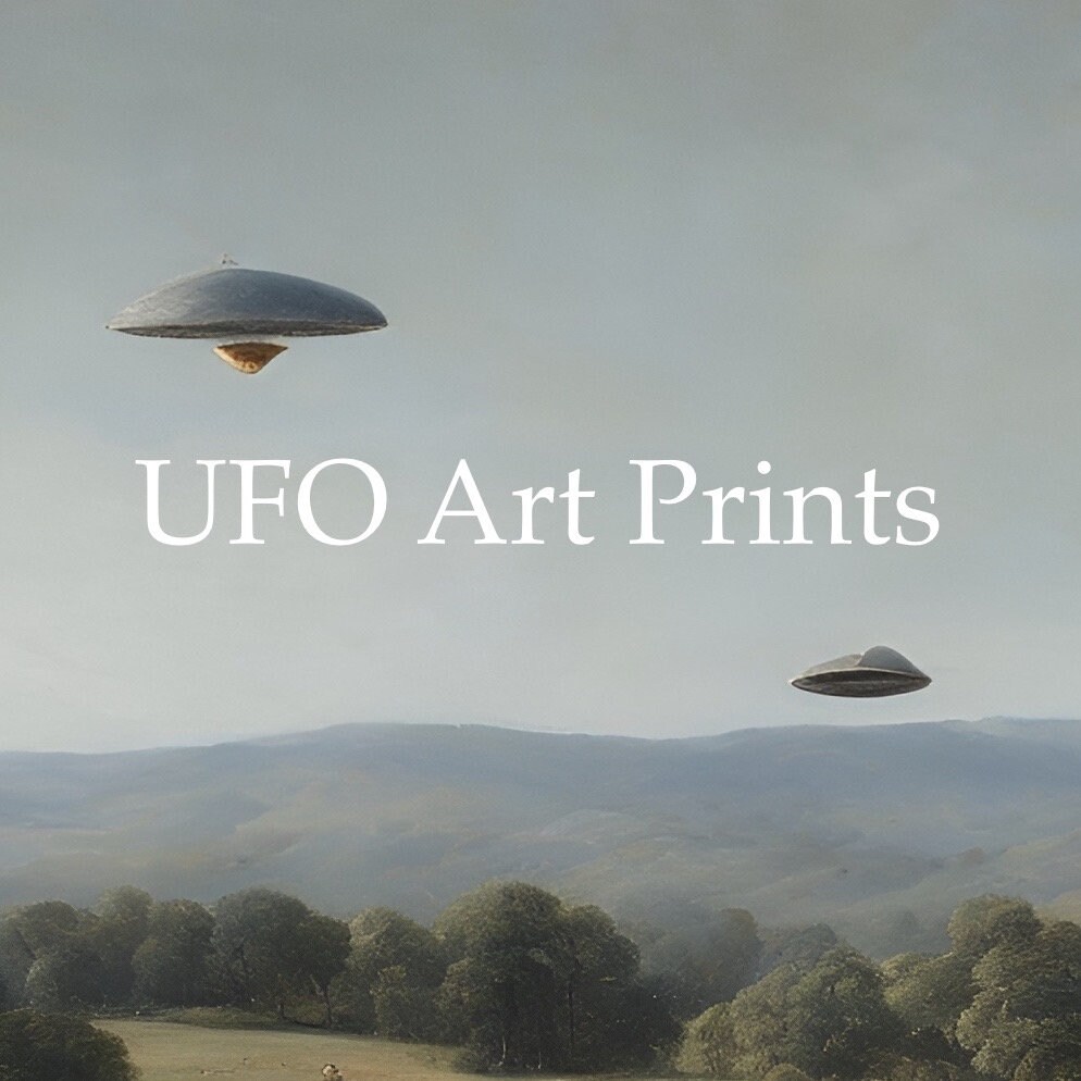 Landscape UFO Painting, Aesthetic Wall Art, UFO Print, Digital Download ...