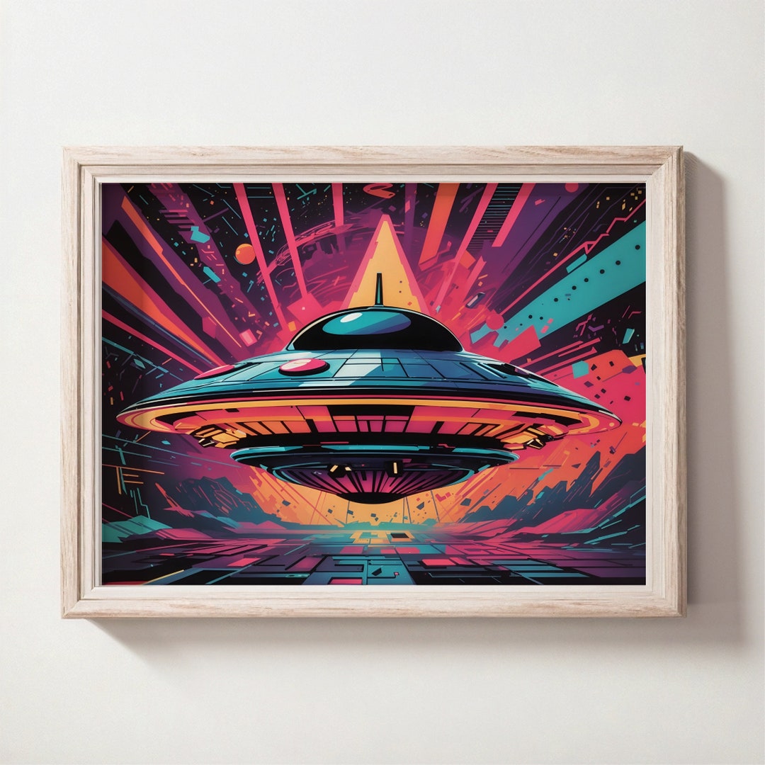 Abstract Ufo Art, 1980s House Decor, Vibrant Artwork, Psychedelic ...