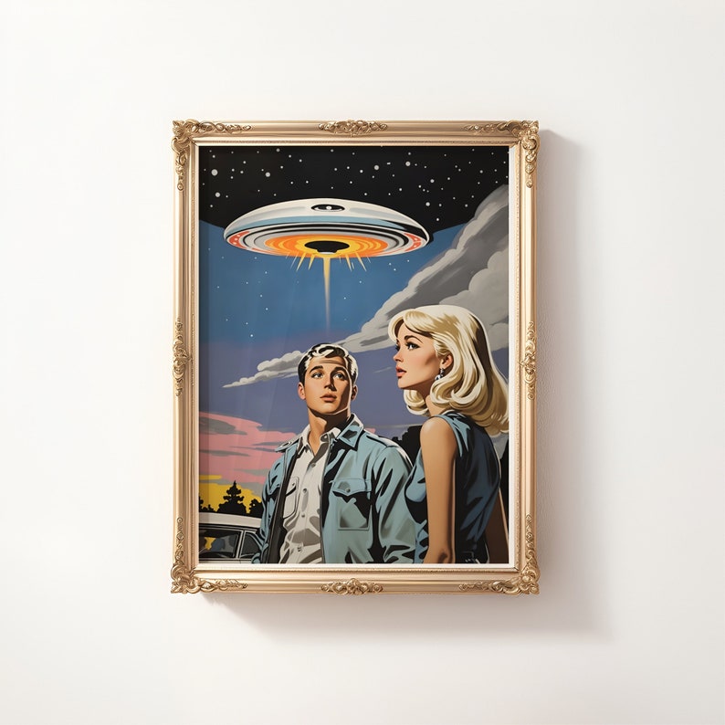 Retro PopArt Print, Vintage Ufo Poster, Ufo Art, 1960er Jahre Malerei ...