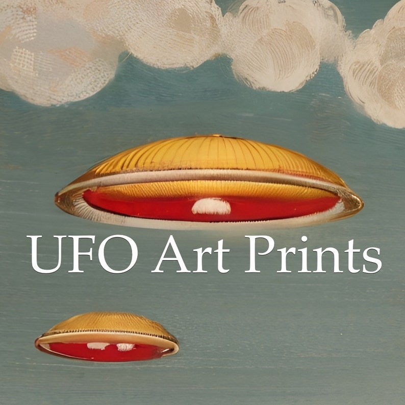 Vintage Ufo Malerei, Trippy Space Art, Wandteppich Ufo Art Print ...