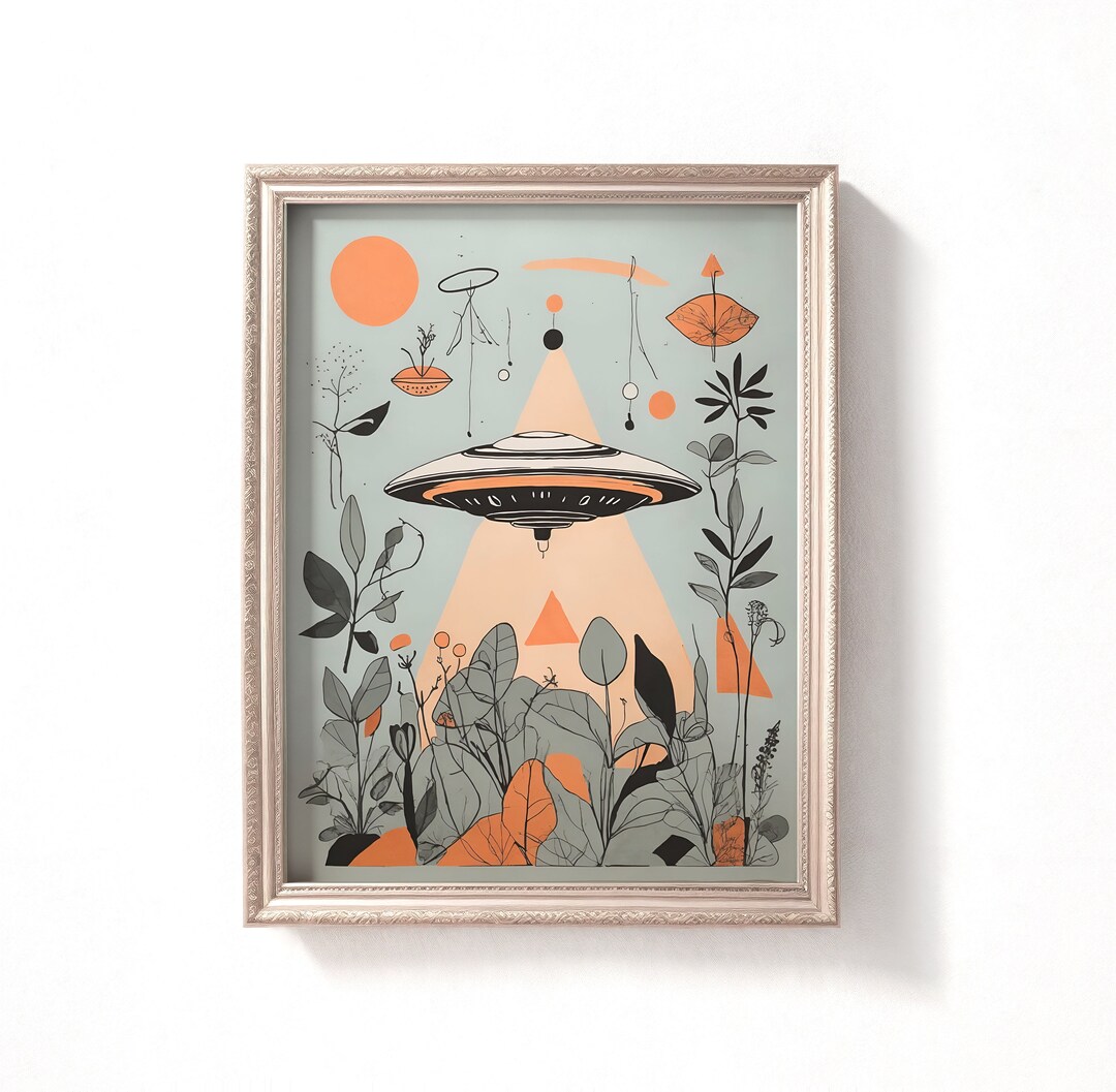 Boho Ufo Art Print, Boho Painting, Digital Printable UFO Art Print ...