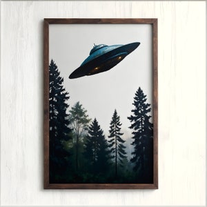 Vintage Retro Ufo Poster, Minimalist Ufo Art, Ufo Art Print, X Files ...