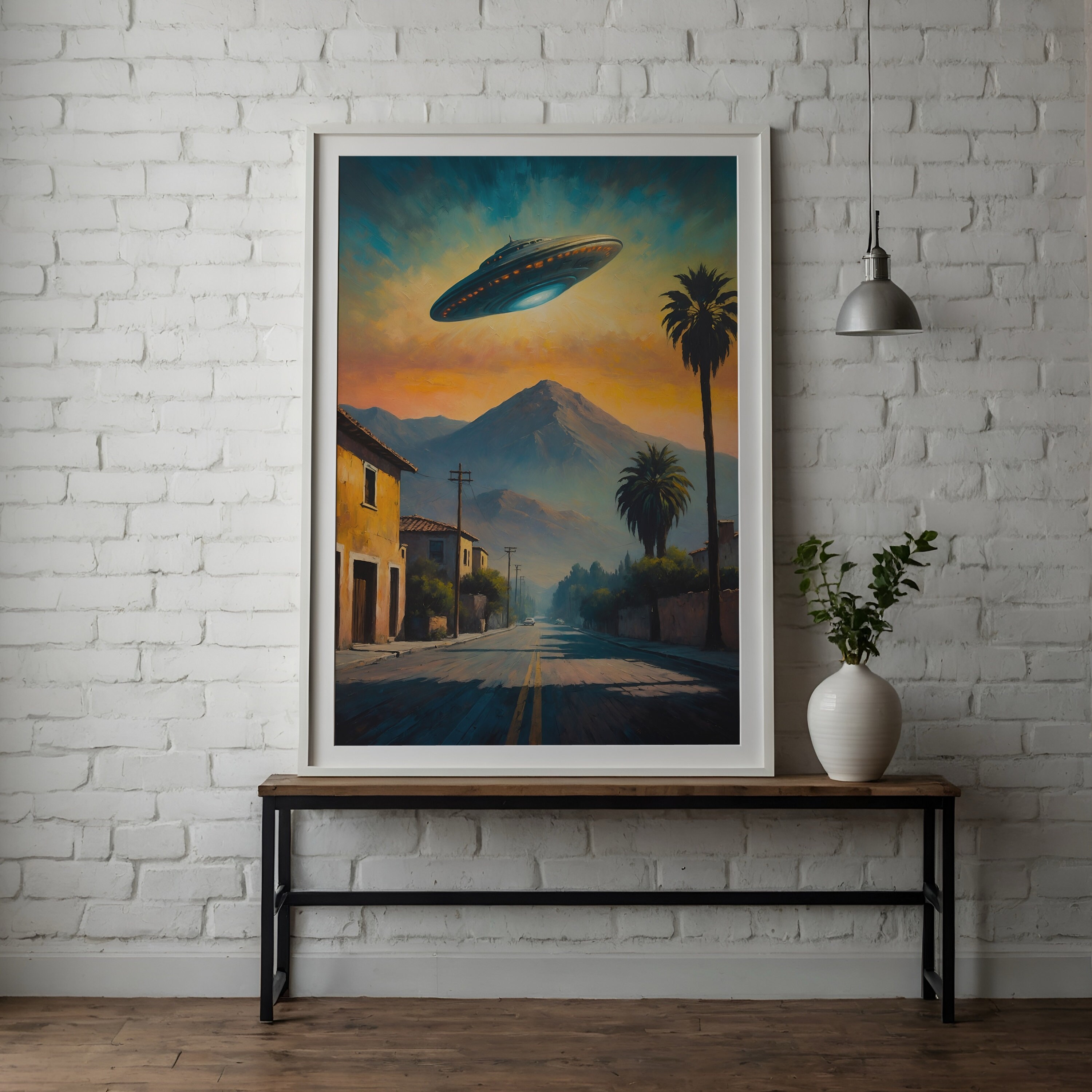 Retro Ufo Art Download, Vintage Ufo Painting, Ufo Impasto Oil Painting ...