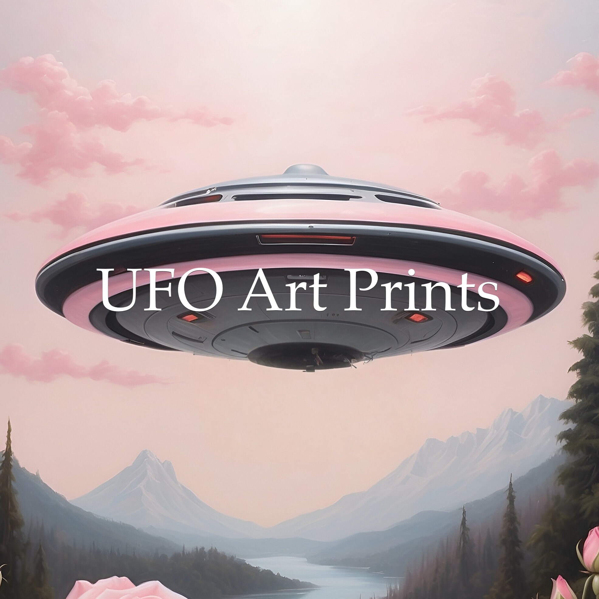 Moody Ufo Oil Painting Vintage Flower Painting Vintage Ufo - Etsy