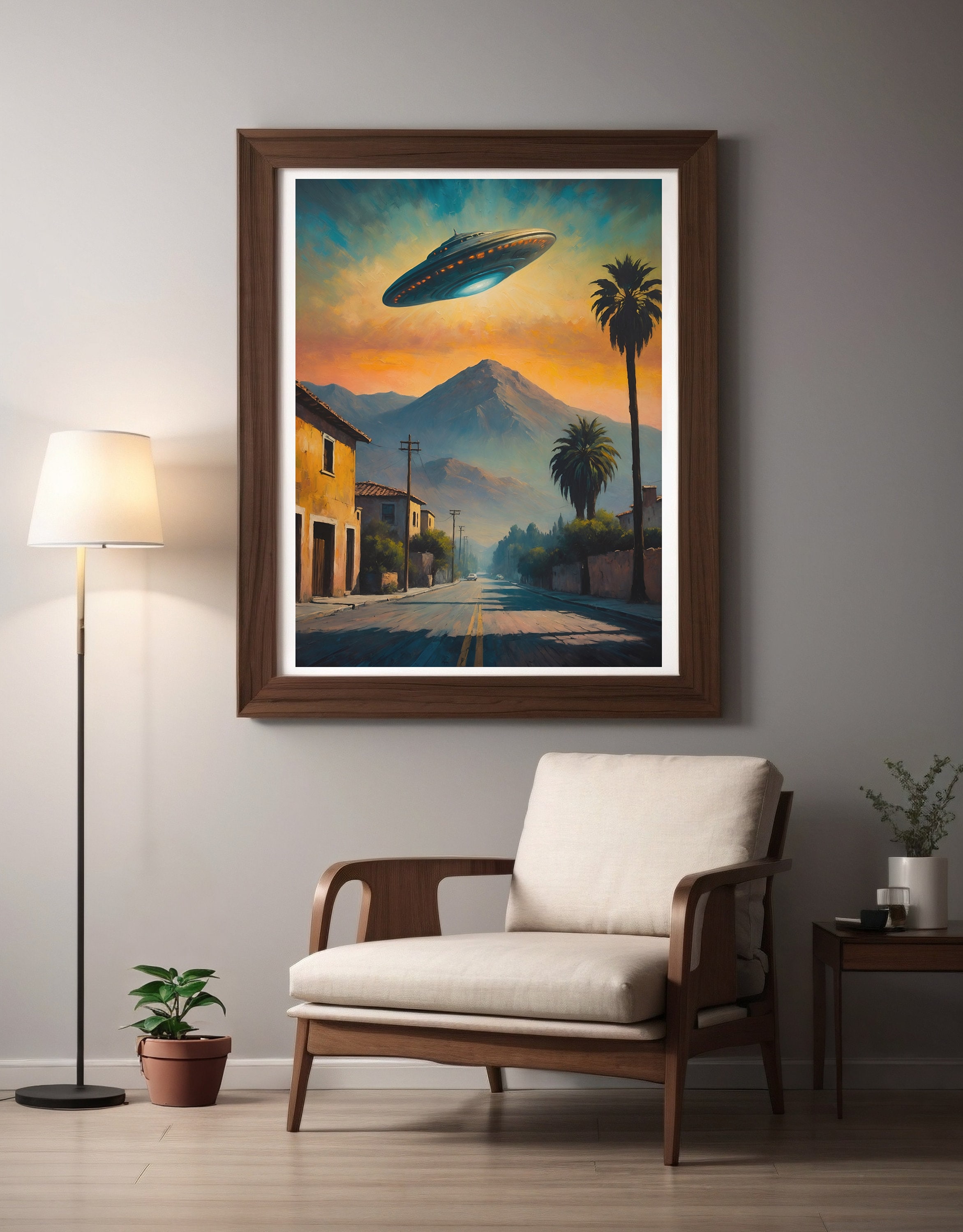 Retro Ufo Art Download, Vintage Ufo Painting, Ufo Impasto Oil Painting ...