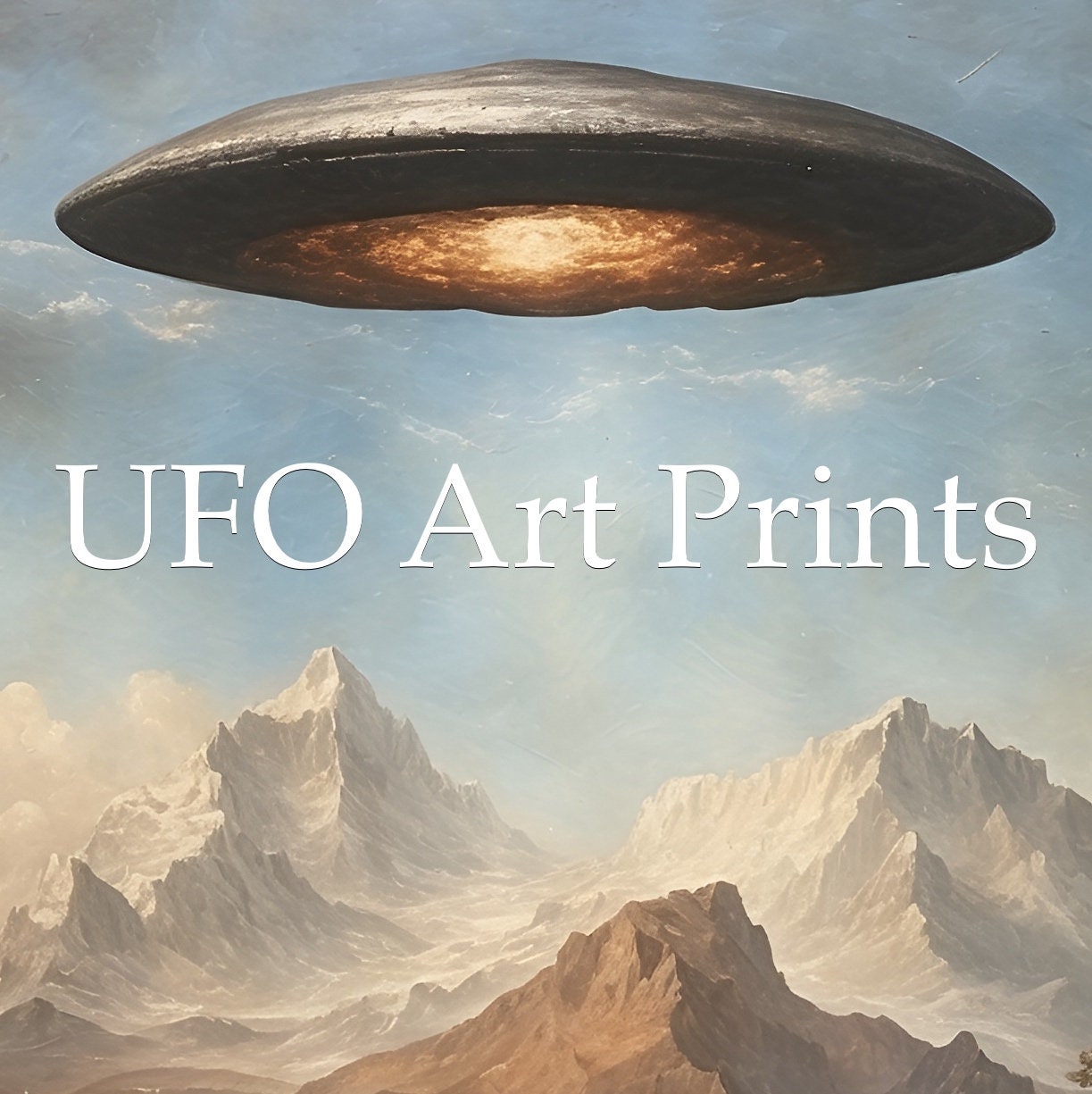 Moody Rustic Landscape Ufo Art, Vintage UFO Painting, UFO Print ...