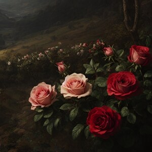 Moody Ufo Oil Painting, Vintage Flower Painting, Vintage Ufo Painting ...