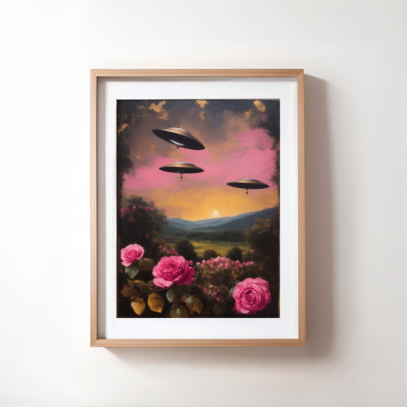 Pink Rose Painting, UFO Art for Her, Rose Impasto Oil Painting, Vintage ...