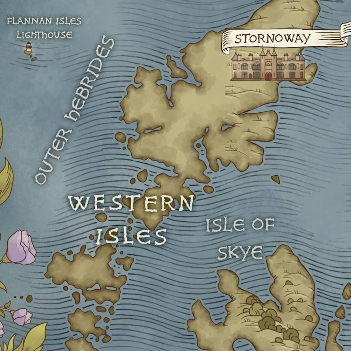 Scotland Fantasy Map Poster – Hand-drawn Medieval Style With Castles ...