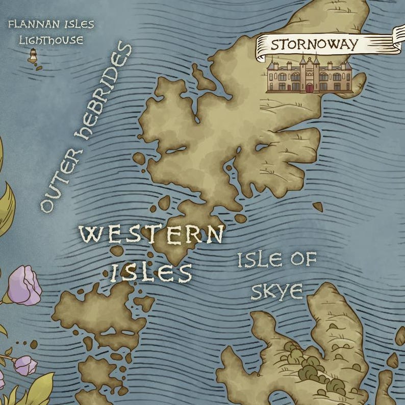 Scotland Fantasy Map Poster – Hand-drawn Medieval Style With Castles ...