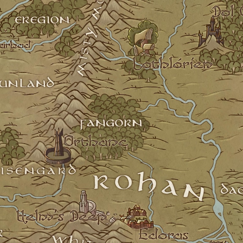 Middle Earth Map Poster – Hobbit Wall Art, Lord of the Rings Map ...