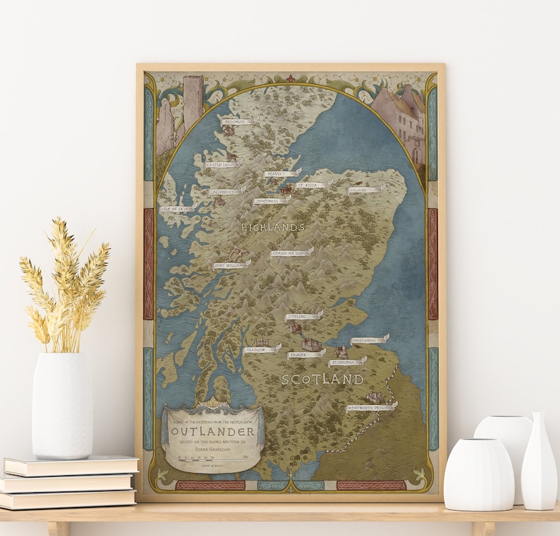 Outlander Map Poster – Fantasy Wall Art From the Outlander Series ...
