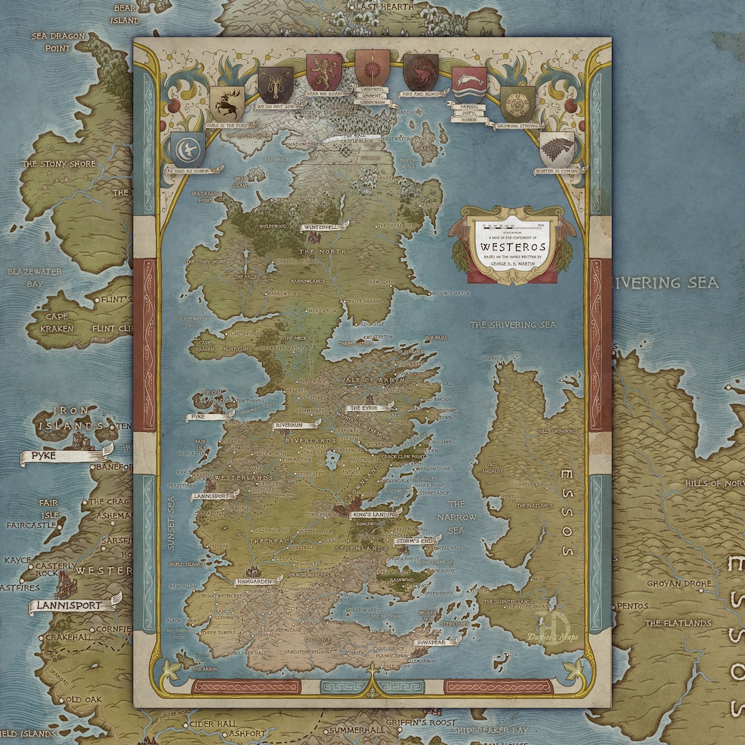 A Map of Westeros Game of Thrones, Based on the Books by George R.R ...