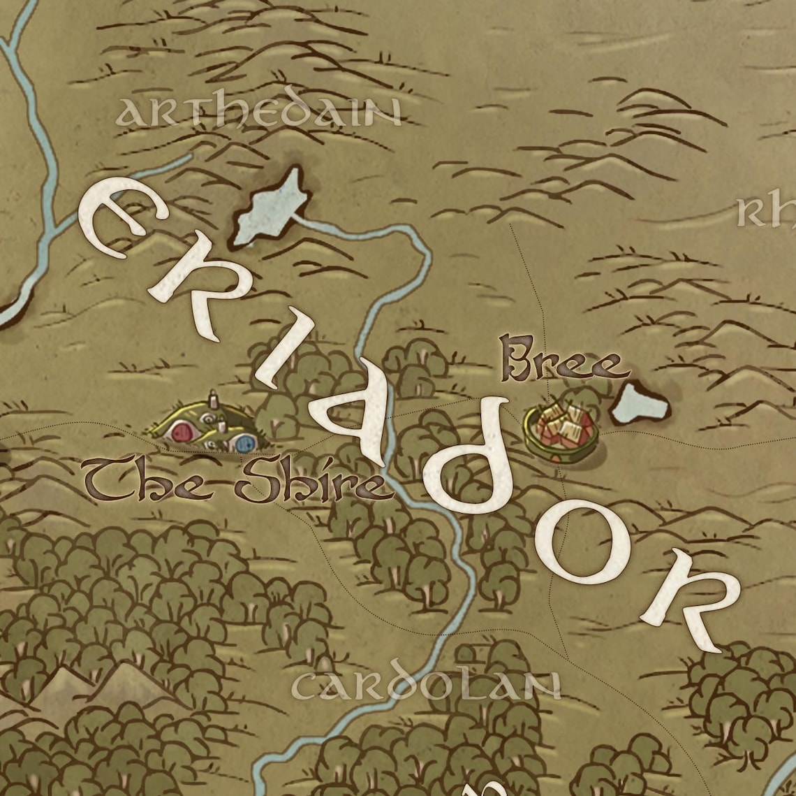 Middle Earth Map Poster – Hobbit Wall Art, Lord of the Rings Map ...