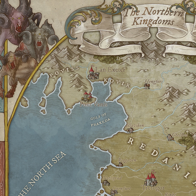 The Witcher Map Poster – Northern Kingdoms Fantasy Map, Inspired by ...