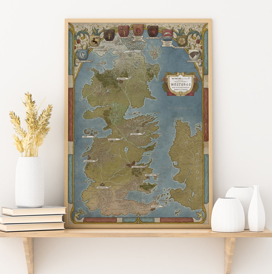 Fantasy Map of Westeros Game of Thrones, Based on the Books by George R ...