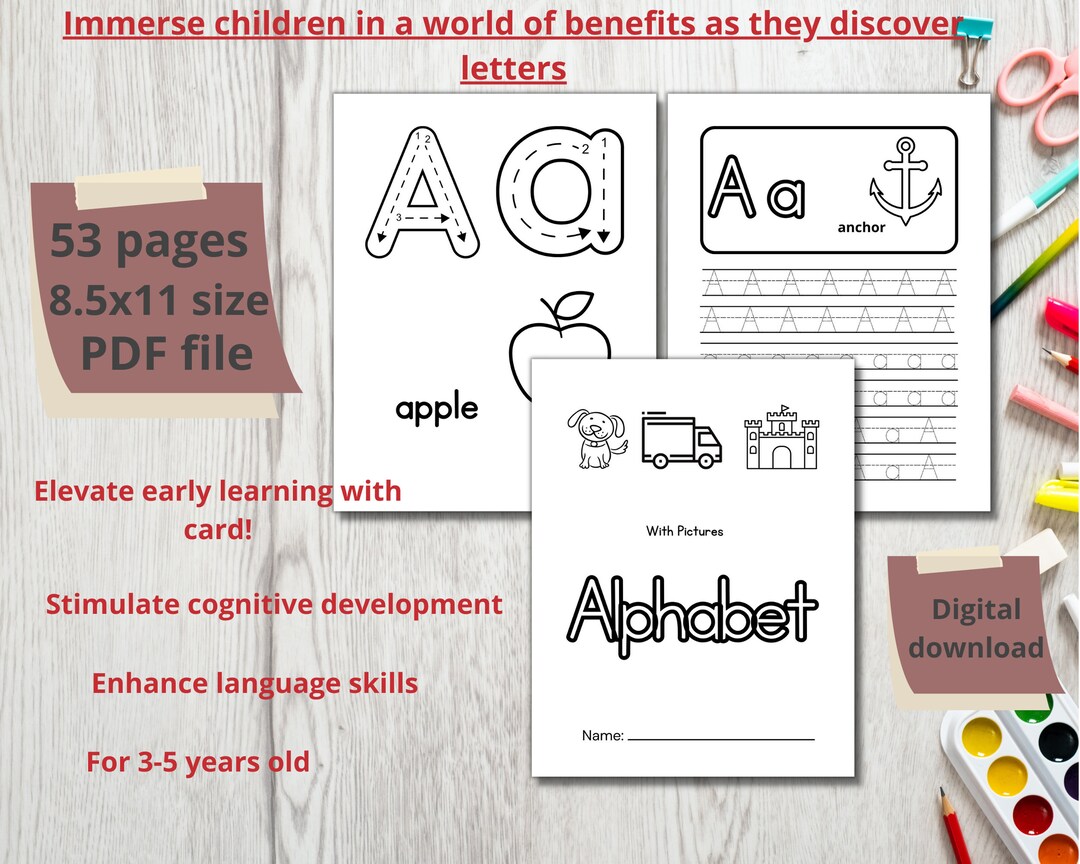 26 Alphabet Worksheets, Upper & Lowercase, Preschool, Kindergarten ...