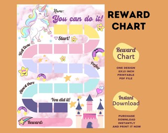 Unicorn Reward Chart, Printable Behavior Chart, Daily Chore Chart, Kids ...