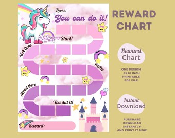 Kids Reward Chart Unicorn Printable Unicorn Behavior Chart Daily Chore ...