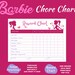 Barbie Princess Chore Chart , Positive Reinforcement for Girls ...