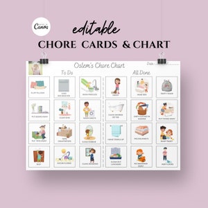 Editable Chore Cards & Chart, Toddler Daily Rhythm, Visual Chore Cards ...
