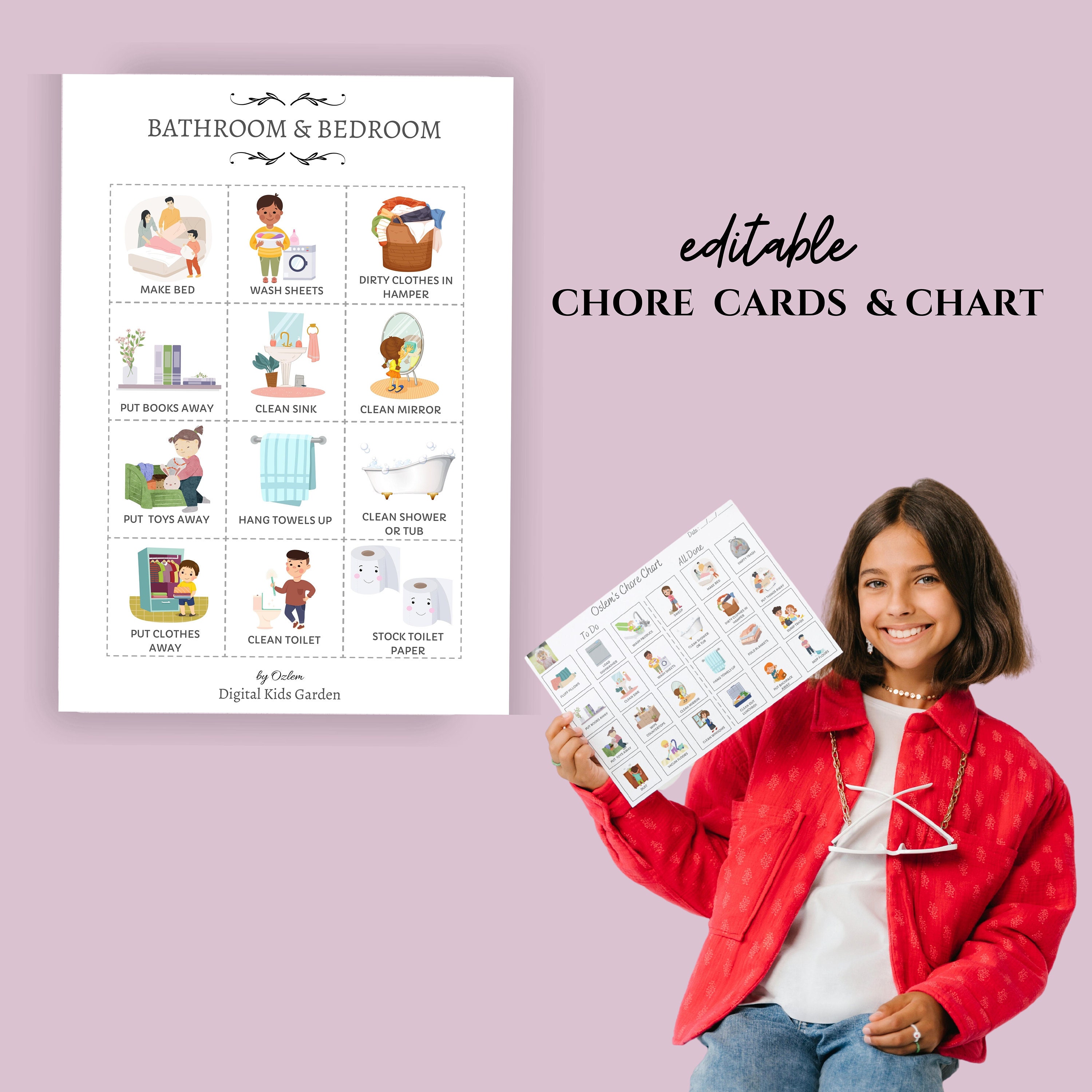 Editable Chore Cards & Chart, Toddler Daily Rhythm, Visual Chore Cards ...