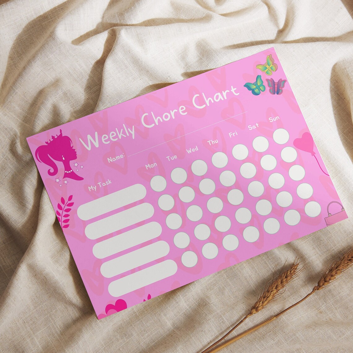 Barbie Princess Themed Educational Reward Chart Motivational Tool for ...