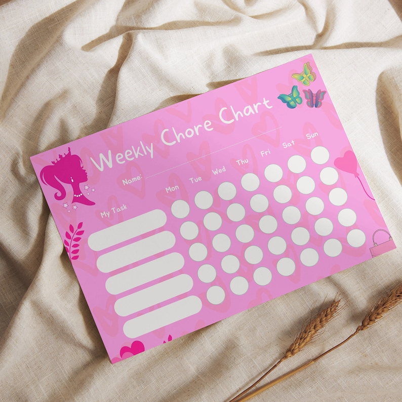 Barbie Princess Themed Educational Reward Chart - Motivational Tool for Girls - Printable Chore ...