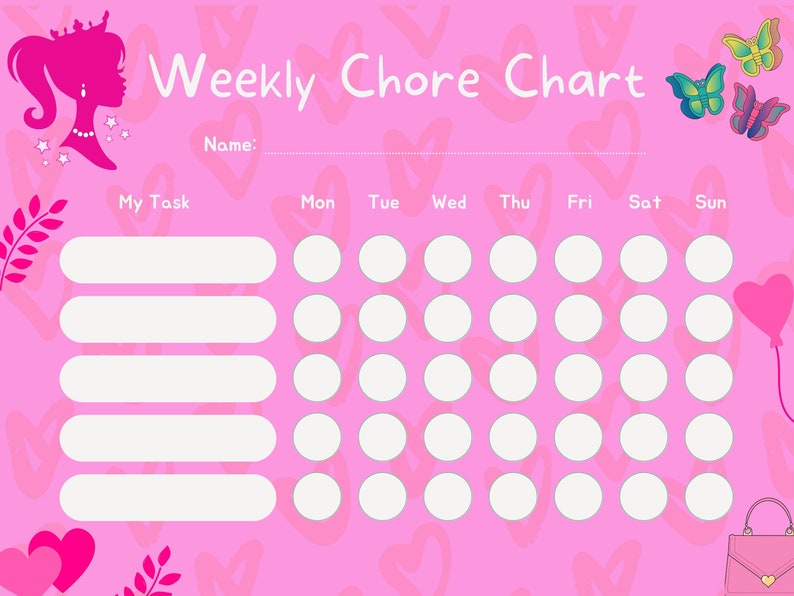Barbie Princess Themed Educational Reward Chart - Motivational Tool for ...
