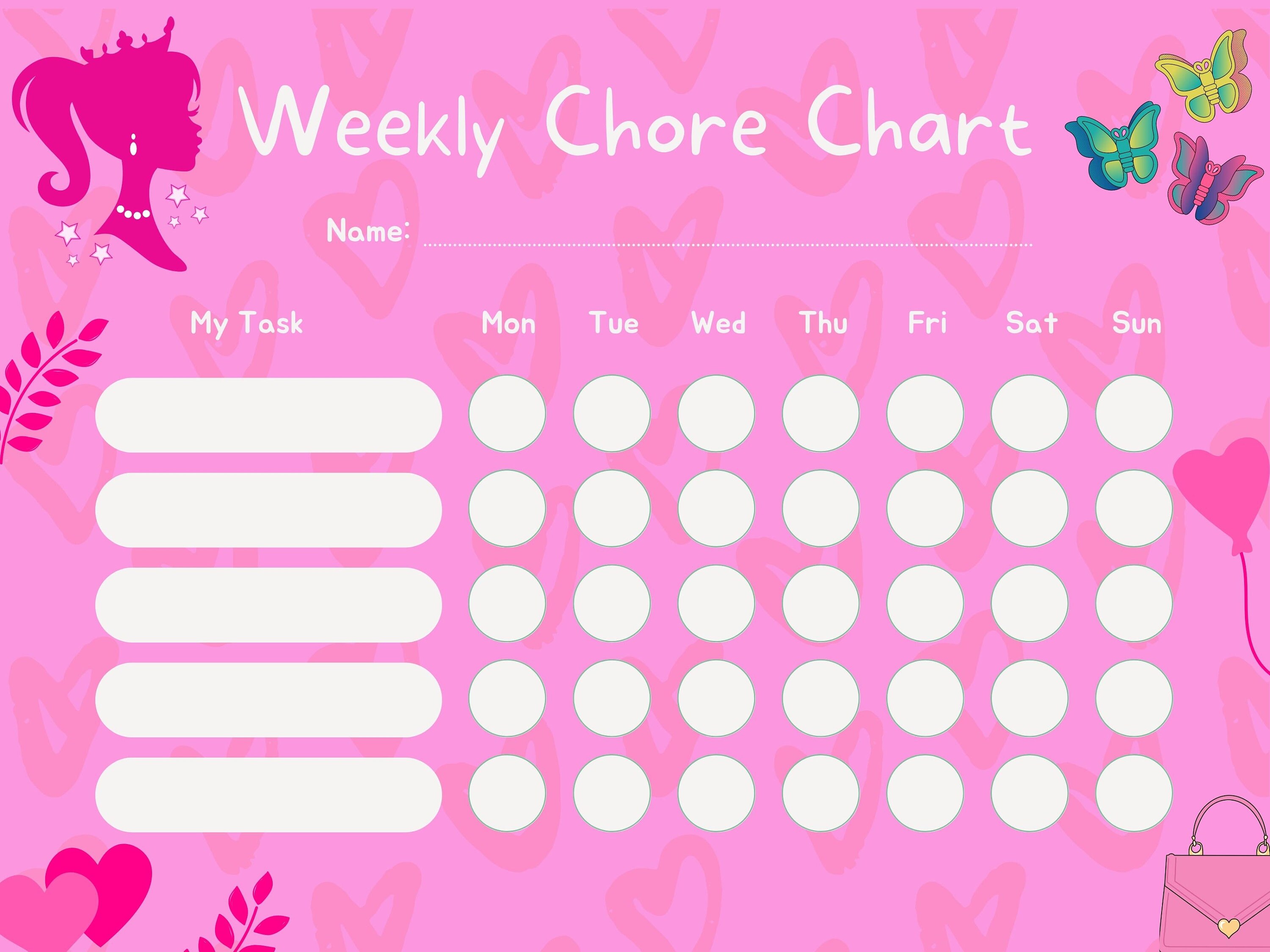 Barbie Princess Themed Educational Reward Chart - Motivational Tool for ...