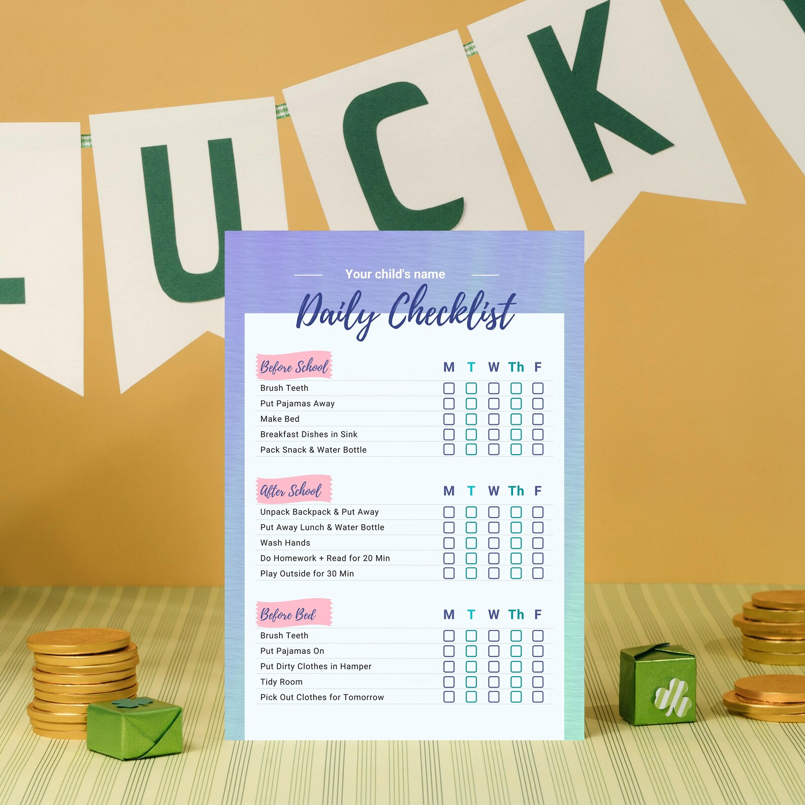 Editable Daily Checklist, Kids Routine Chart, Reward Chart, Printable ...