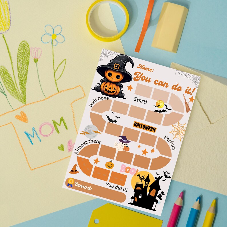 Halloween Reward Chart , Motivational Kids' Visual Incentive Board ...
