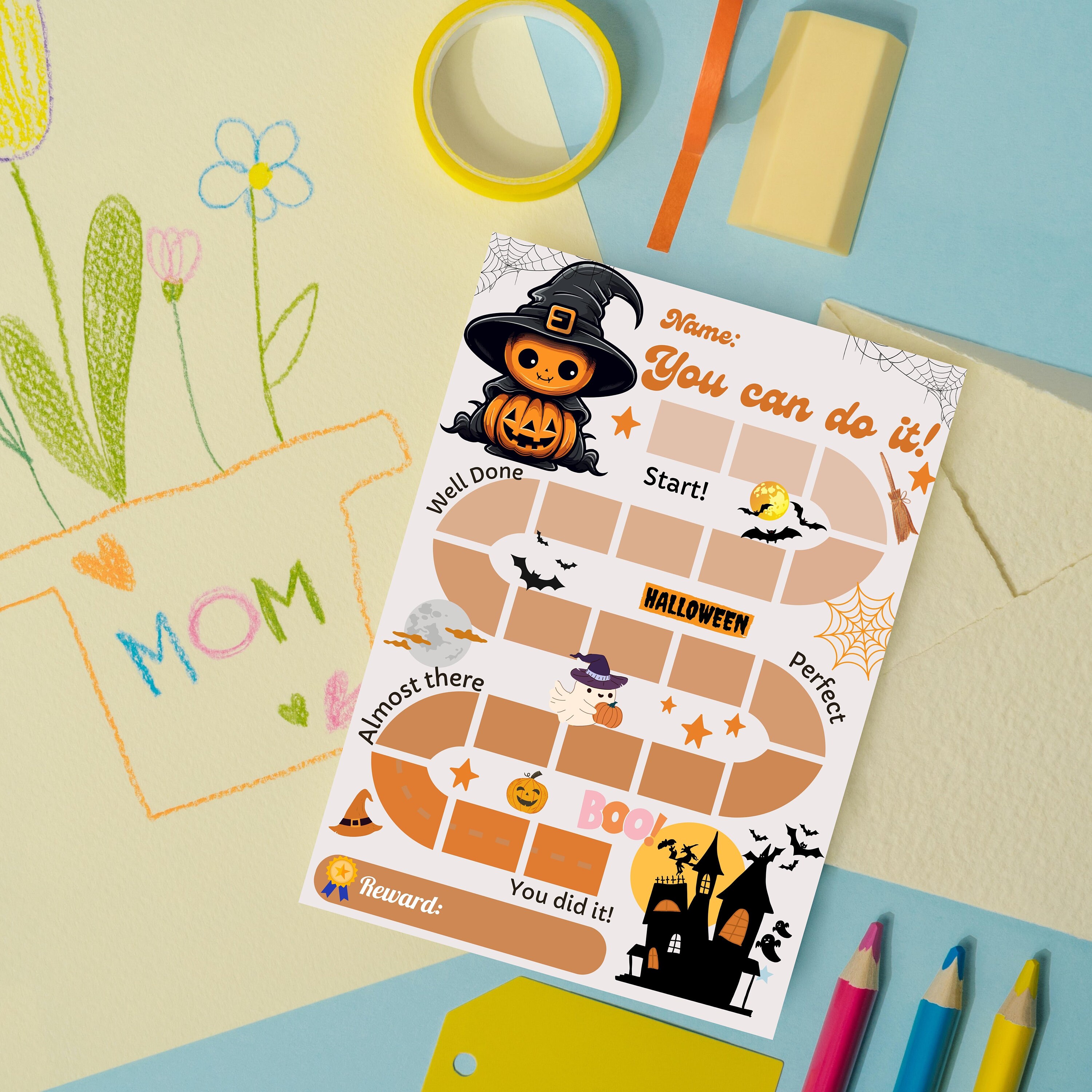 Halloween Reward Chart , Motivational Kids' Visual Incentive Board ...