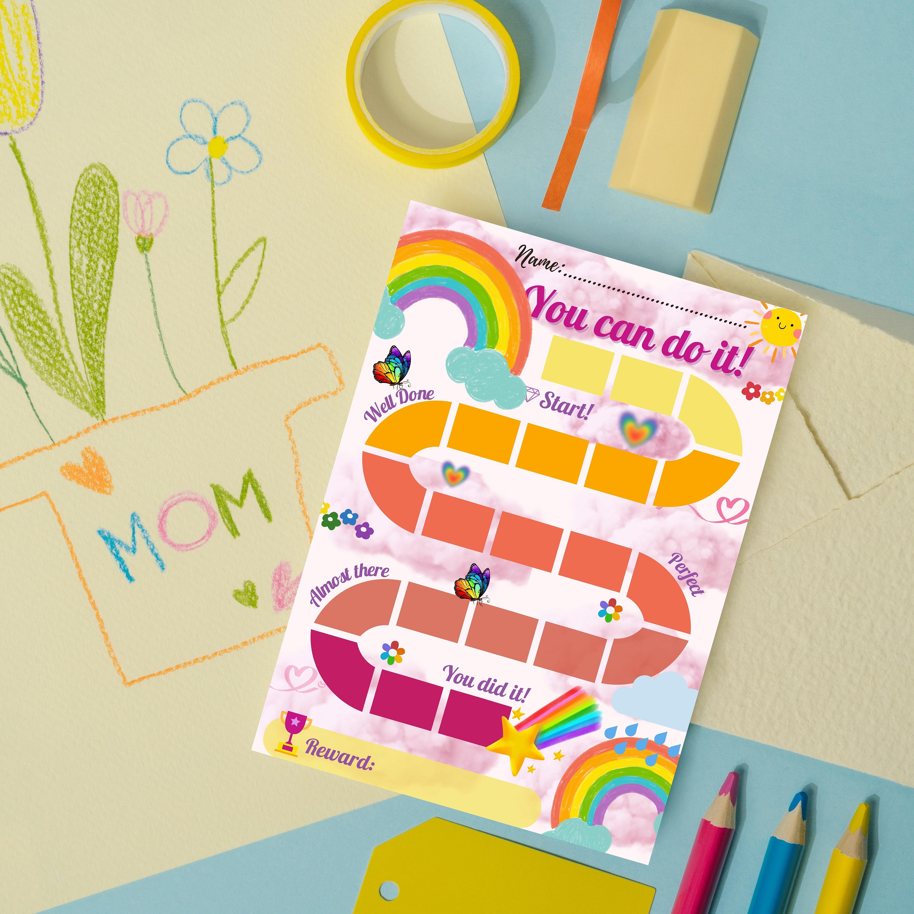 Rainbow Reward Chart for Kids, Positive Reinforcement for Girls ...