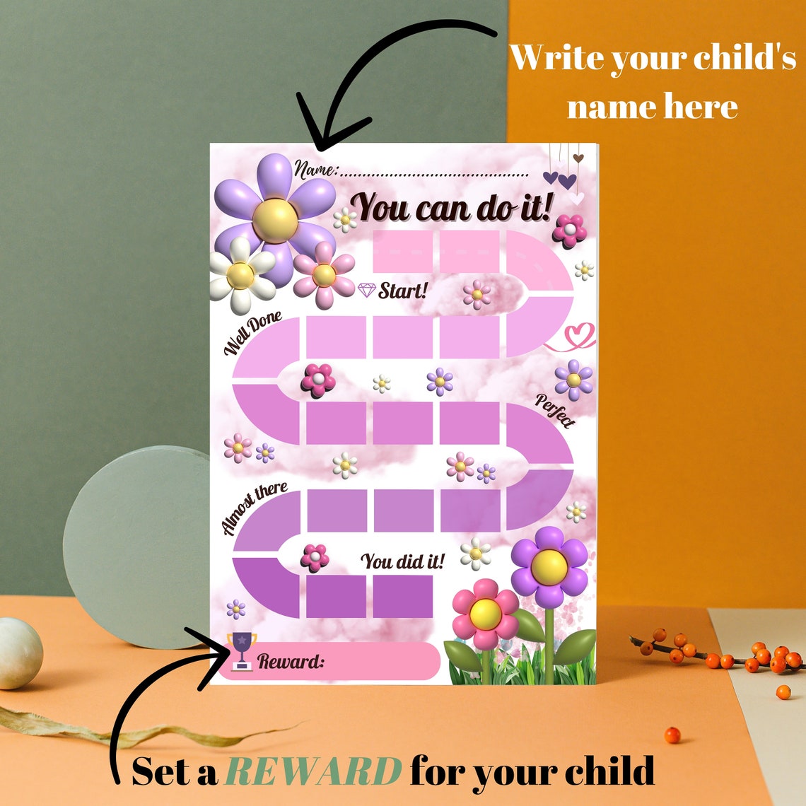 Flowers Reward Chart, Girl Reward Chart, Printable Chore Chart ...