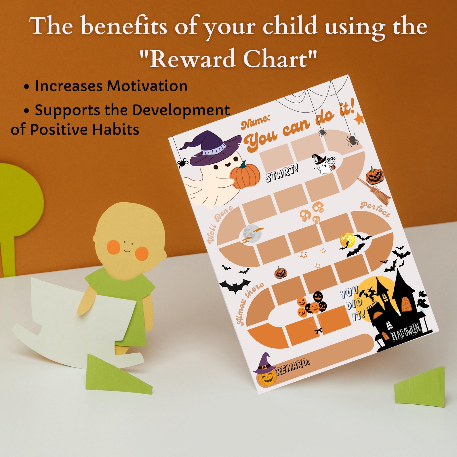 Halloween Reward Chart , Motivational Kids' Visual Incentive Board ...