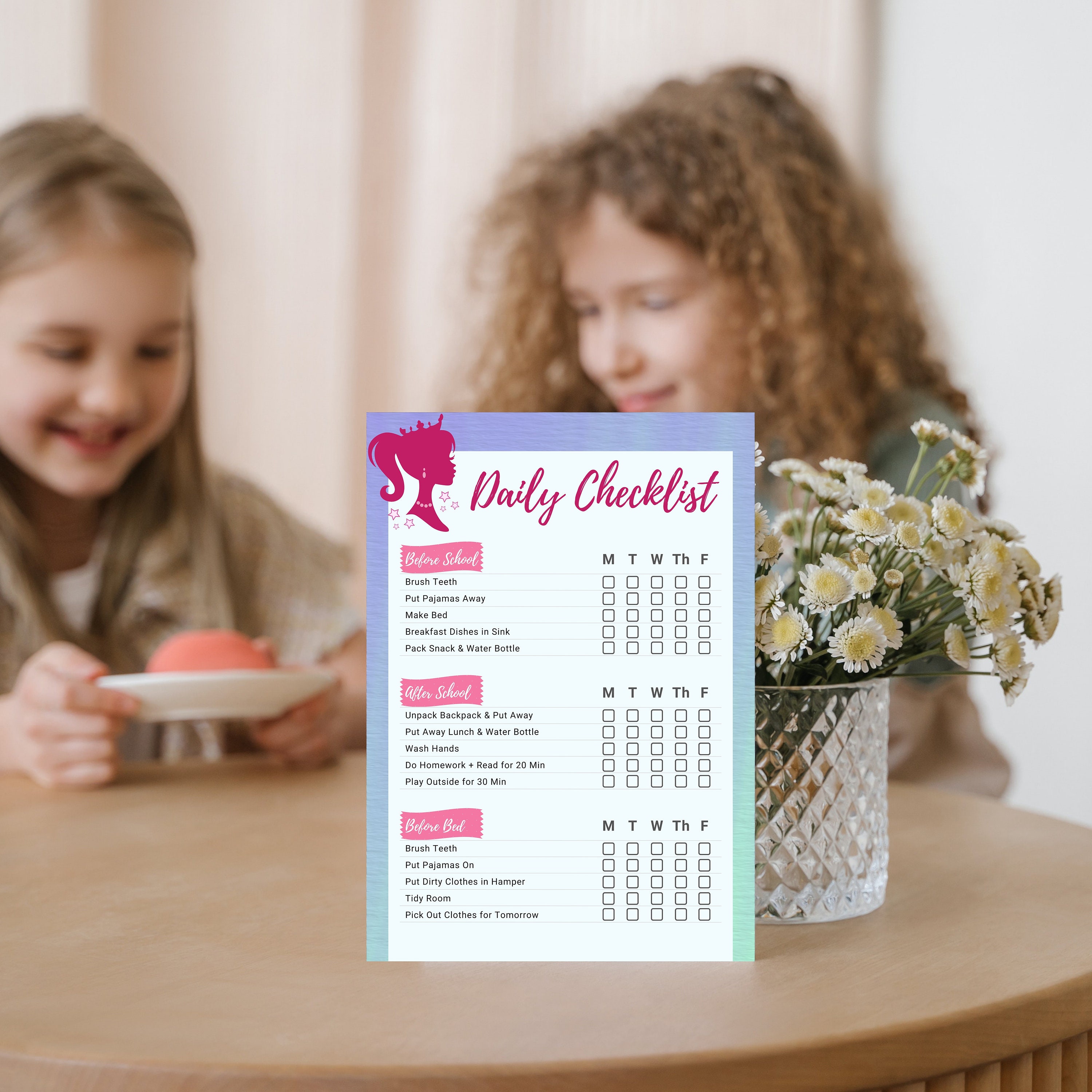 Barbie Daily Checklist, Princess Chore Chart , Printable Chore Tracker ...