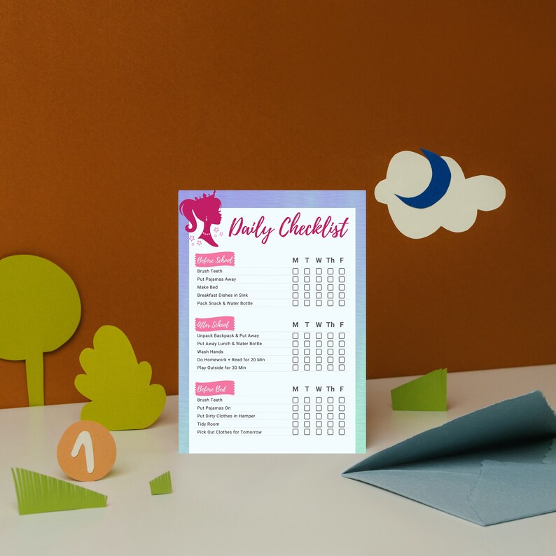 Barbie Daily Checklist, Princess Chore Chart , Printable Chore Tracker ...